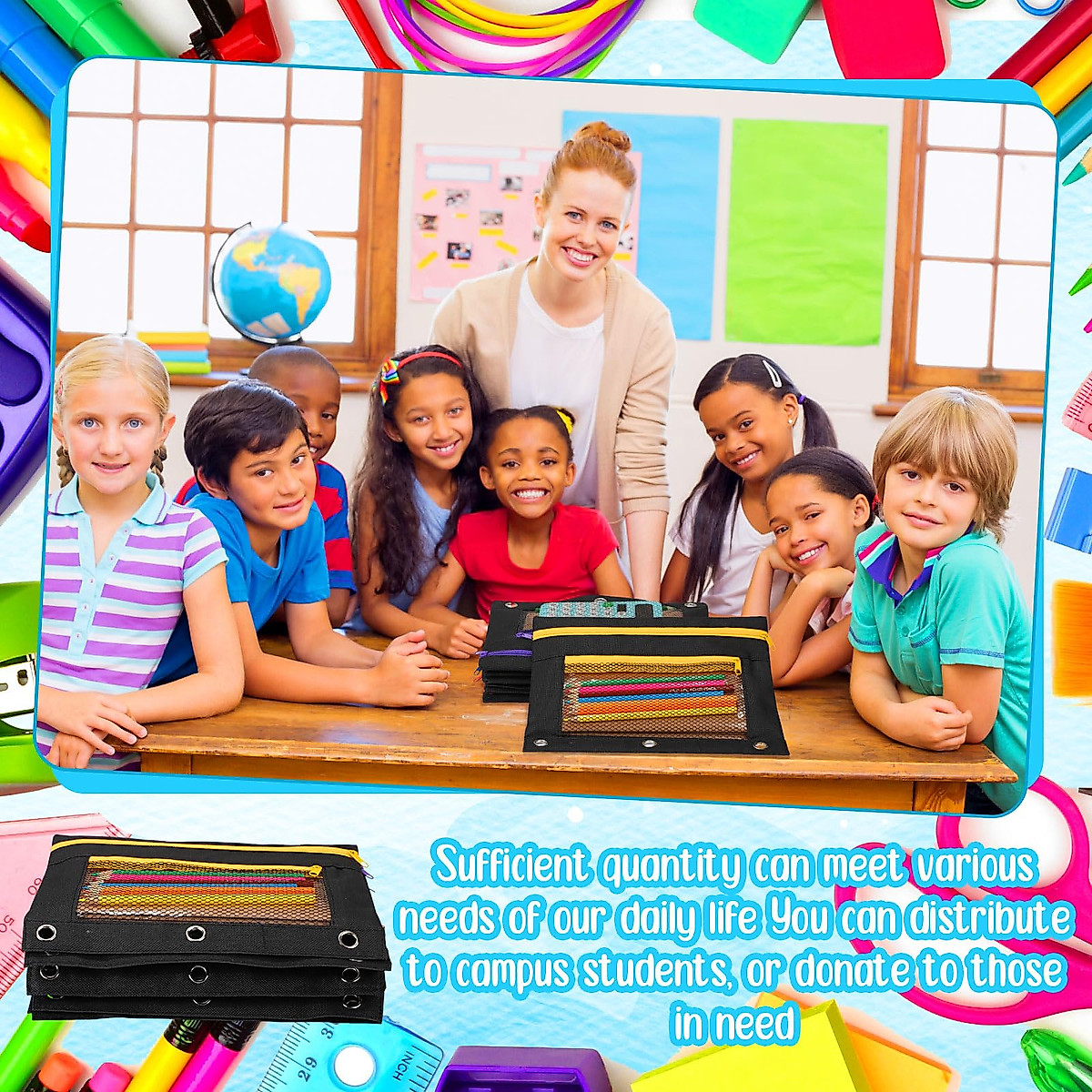 Zhehao 150 Pieces Zipper Binder Pencil Pouches 3 Ring Binder Zipper Pouches Case with Window Ring Pencil Bags Case or Office School Students Supplies(2 Zipper,Black)