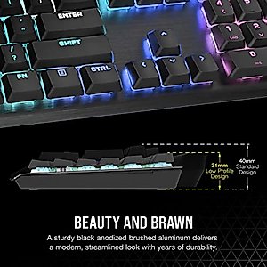 Corsair K60 RGB Pro Low Profile Mechanical Gaming Keyboard - CHERRY MX SPEED Mechanical Keyswitches – Slim and Streamlined Durable Aluminum Frame - Customizable Per-Key RGB Backlighting