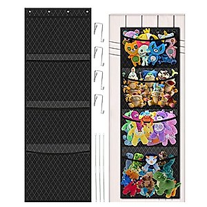 Storage for Stuffed Animals Organizer with Breathable Hanging Toy Storage Pockets Bag, Over Door Animal Organizer for Stuffies Toys and Baby Accessories Storage, Stuffed Animal Storage