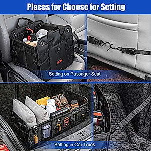 CZC AUTO Car Trunk Organizer Collapsible Cargo Trunk Storage Organizer with 6 Compartments for Car Suv Truck (Black)