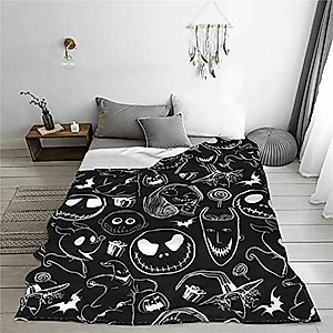 Hopynu Scary Christmas Throw Blanket Couch Bed Sofa Soft Lightweight Warm Cozy Flannel Fleece Bed Blanket Microfiber Furry Fluffy Beds Decoration, 50''x40''