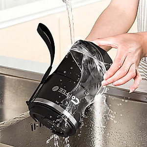 Colawind 16oz Travel Mug, Reusable Coffee Cups with Flip Top Lids, Stainless Steel Coffee Tumbler with Rope, 480ml Black Drink Cup for Iced Tea, Coffee, Water