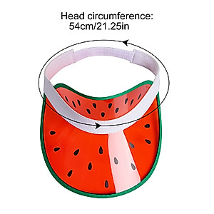 Sun Visor Hat UV Sports Watermelon Pattern Cap Tennis Golf UPF Visors Headwear for Men Women Outdoor Summer Travel Red