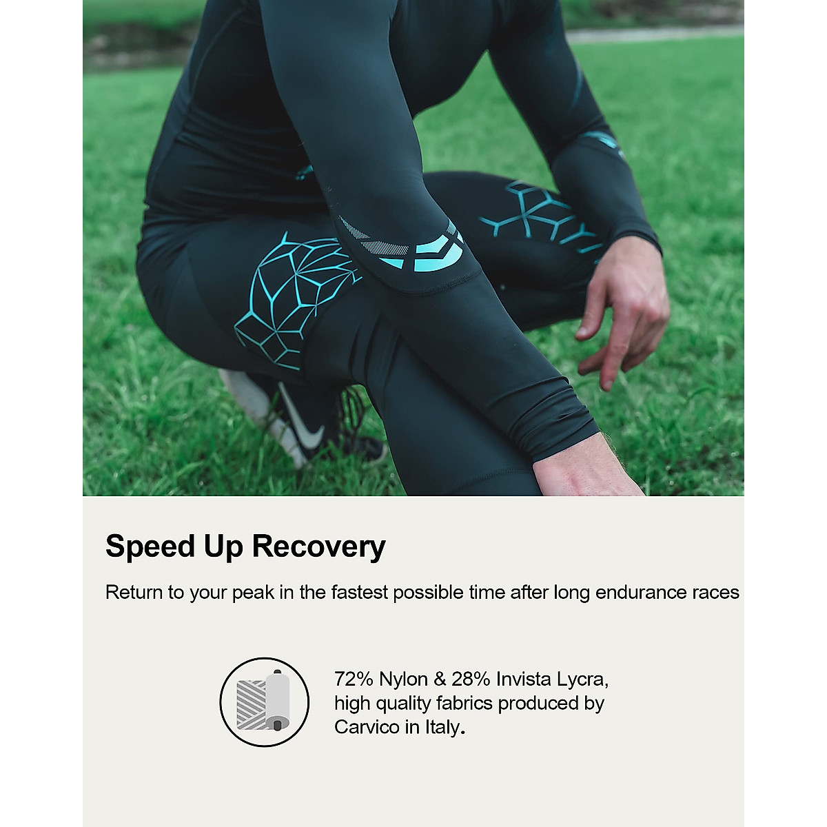 SUMARPO Compression Pants Men, Strong Power Recovery Compression Tights, Quick Dry Endurance Athletic Leggings for Knee Support, Running Marathon Triathlon