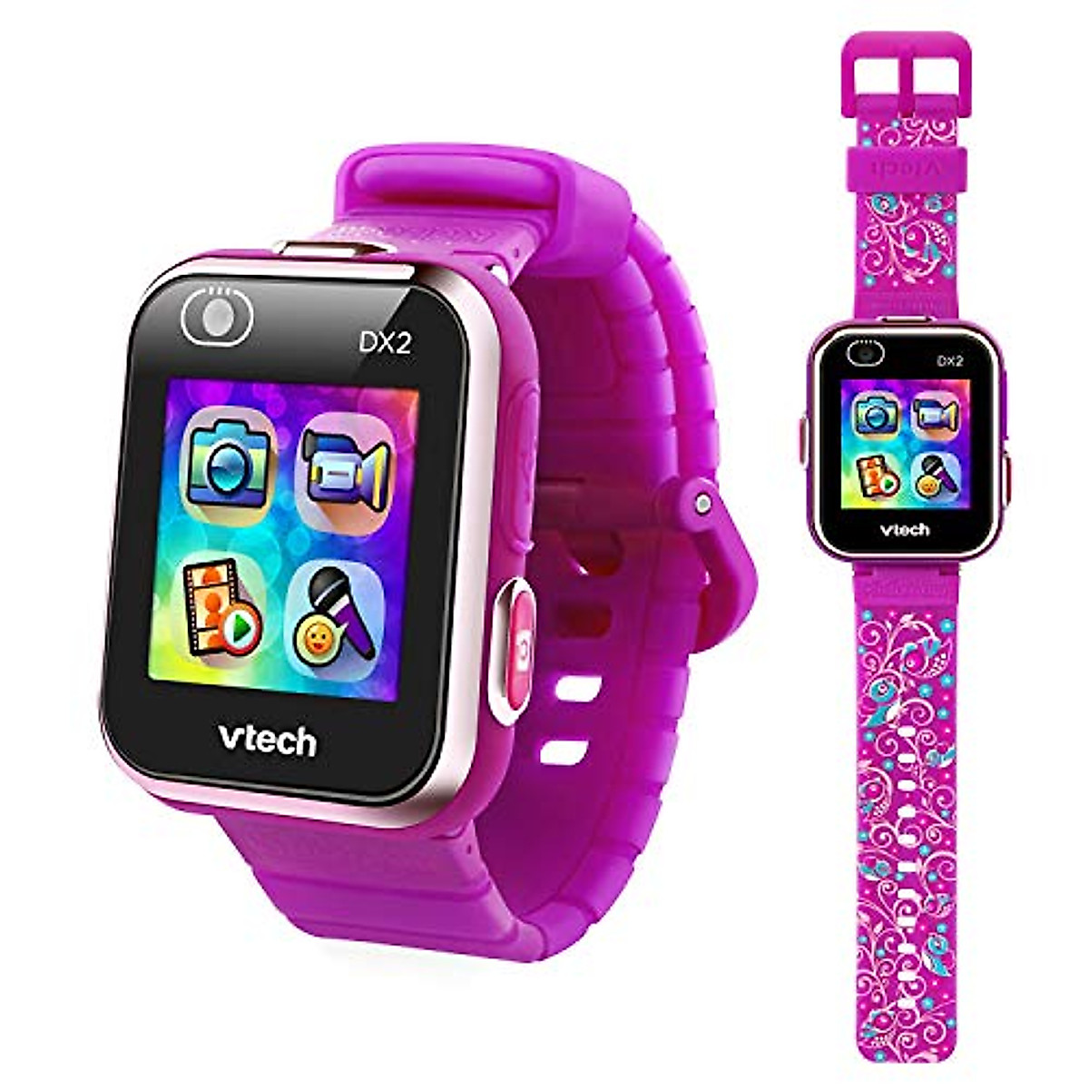 VTech KidiZoom Smartwatch DX2, Special Edition Floral Birds with Bonus, Pedometer, Vivid Violet Wristband