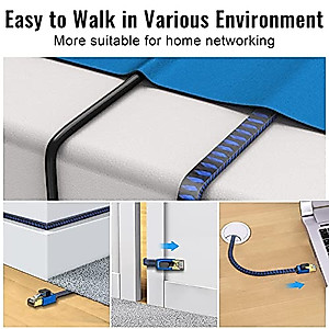 LEKVKM Cat 8 Ethernet Cable 30 FT High Speed Long Internet Cable Nylon Braided Network Cable RJ45 Connectors SSTP Shielded Flat LAN Cable Cat8 ethernet Cables 30feet for PC
