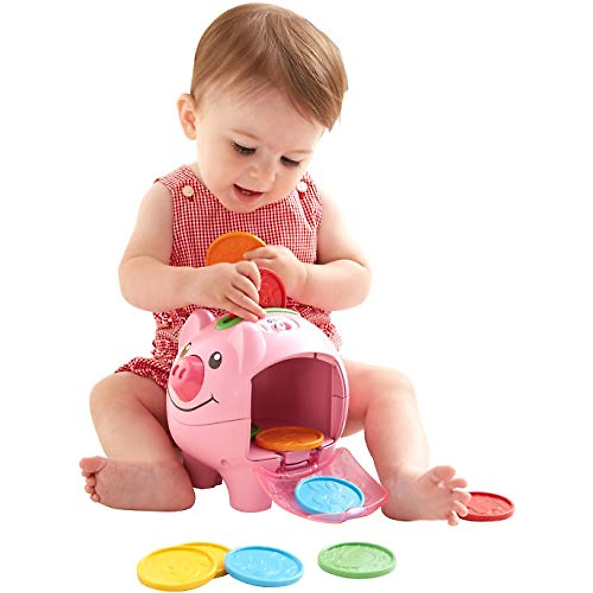 Fisher-Price Laugh & Learn Baby Learning Toy Smart Stages Piggy Bank With Music & Phrases For Infant To Toddler Ages 6+ Months
