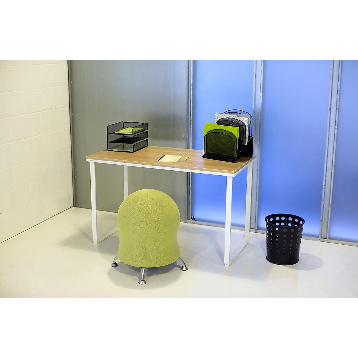 Safco Products Simple Design Table Desk with Sled Base, , Beech Top White Legs (1943BHWH)