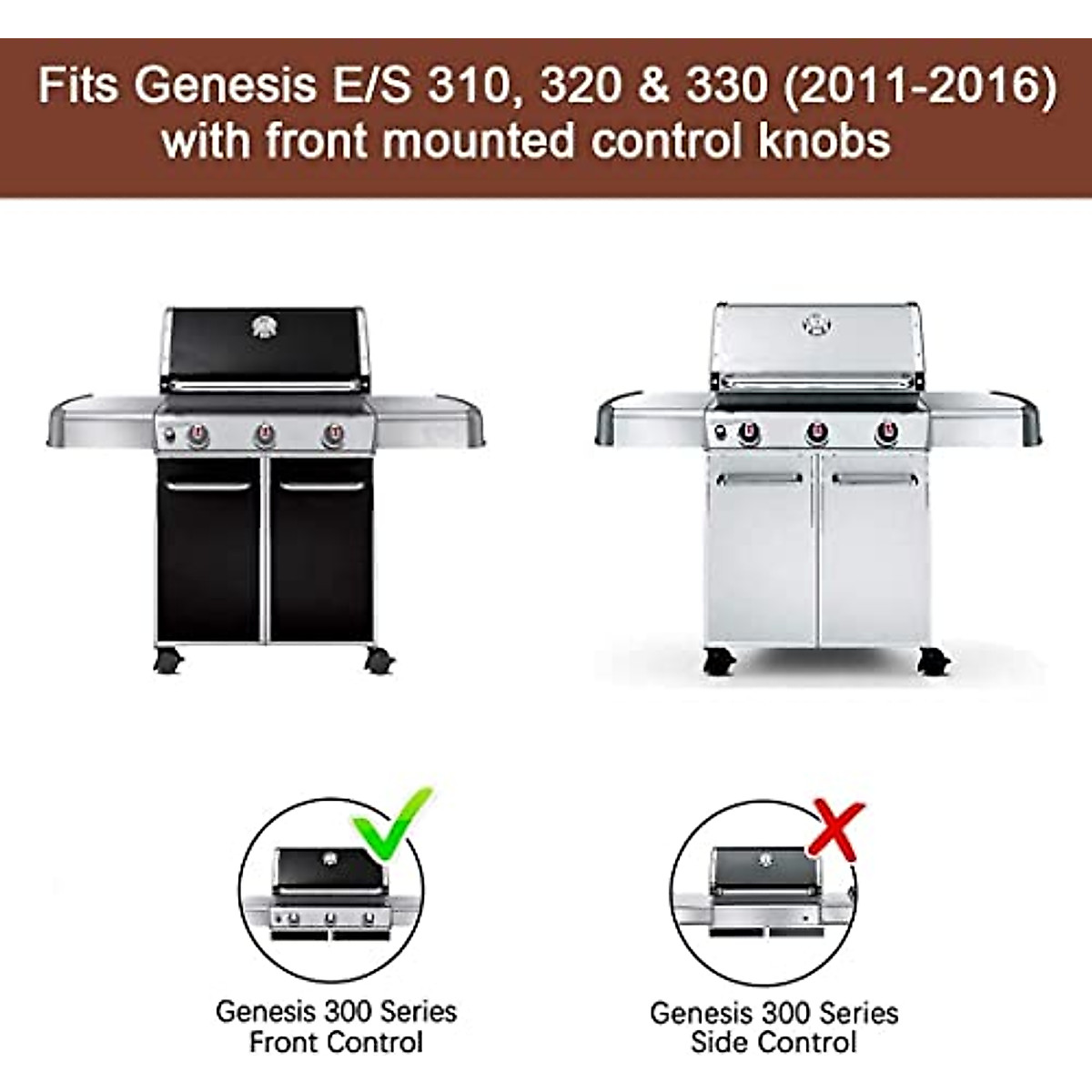 QuliMetal SUS304 Grill Burner and 7620 Flavor Bars for Weber Genesis 300 Series (2011-2016), Genesis E310 E320 E330 S310 S320 S330 Gas Grills with Front Control Panel
