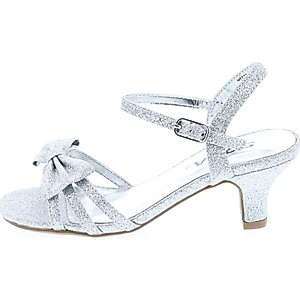 Soda Girly-2 Children's Girl's Open Toe Slingback Block High Heel Sandals (Silver Glt, 2)