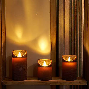 Incredle Flickering Flameless Candles Battery Operated 4" 5" 6" Real Wax LED Candles with 10key Remote Cycling 24 Hours Timer 7 Colors Available for Wedding Christmas Home Party Rustic Brown