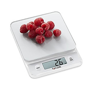 Taylor Glass Top Food Scale with Touch Control Buttons, 11 lb Capacity, Silver