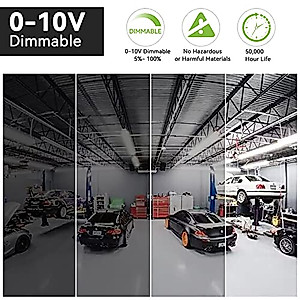 hykolity 8FT LED Shop Light, 65/75/90W LED Strip Light, [6-lamp F32T8 Fluorescent Equiv.] 3500K/4000K/5000K CCT Selectable, 130lm/W Commercial Grade LED Strip Light Fixture for Warehouse -2 Pack