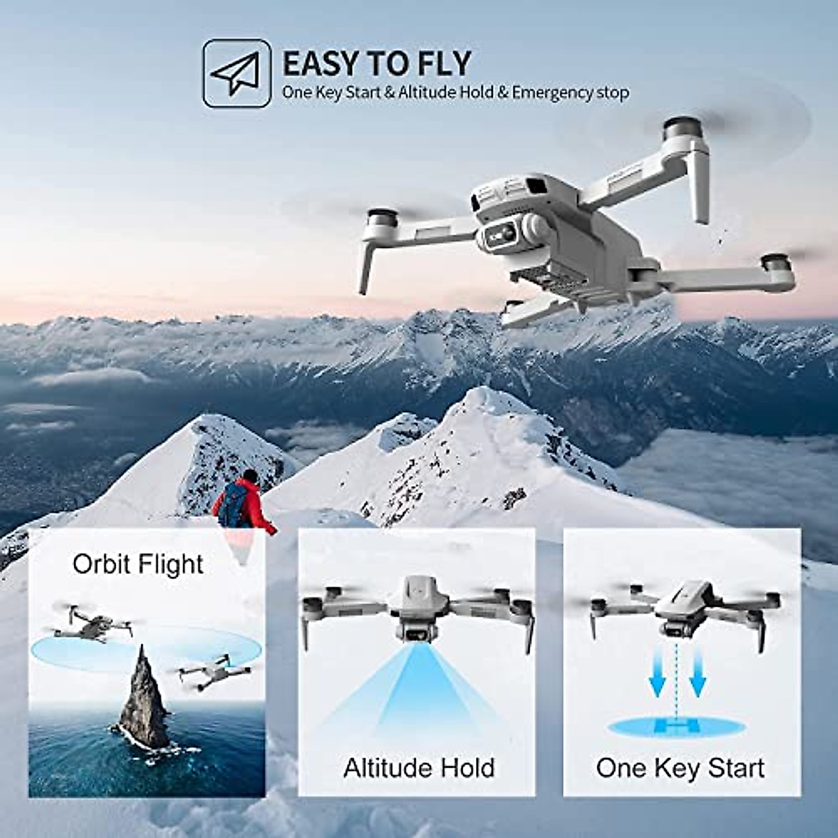 4DRC F8 GPS Drone with 4K Camera for Adults,5G FPV Live Video RC Quadcopter,Brushless Motor Drone for beginners, with Auto Return Home, Follow Me,Waypoint Fly,2 Batteries,Carrying Case
