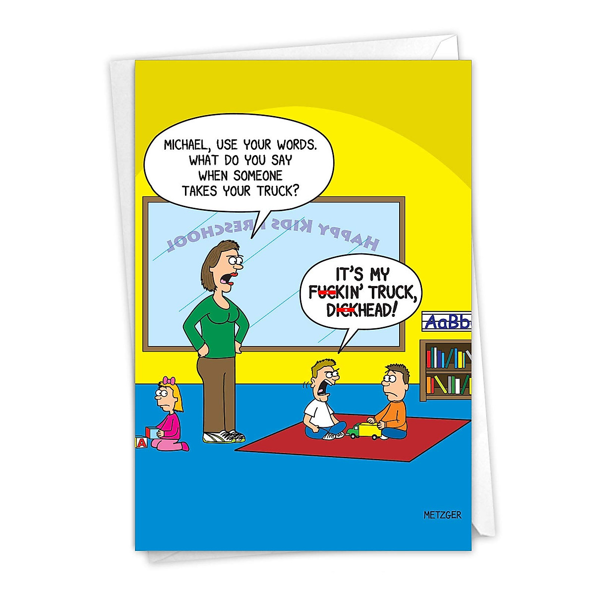 NobleWorks - 1 Happy Birthday Card Funny - Cartoon Humor for Birthdays, Stationery Joke (Buyer Discretion Advised) - F-kin Truck 4373