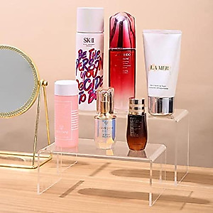 HLYU 10 Pcs Acrylic Display Risers(3",4",5",6",7"),Perfume Stand,Cup Stand,Dessert Stand,Figure Display Stand,Cake Stand (Clear)