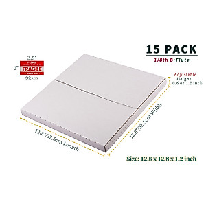 YUSHYIJIE LP Mailers 12.8"L x 12.8"W x 1"H Vinyl Record Mailing Box, White Album Shipping Boxes with Fragile Stickers, Corrugated Cardboard Box, 15 Pack