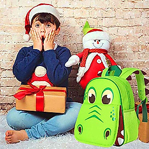 3PCS Toddler Backpack and Lunch Box for Boys, 12" Dinosaur Preschool Kids Bookbag, Cute Animal Kindergarten Schoolbag