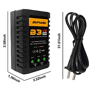 SUPULSE LiPo Battery Charger 2S-3S RC Balance Charger AC 7.4-11.1V 10W Upgrade Version Compact Lipo Charger RC Car Charger for XHR Plug Battery(B3V2)