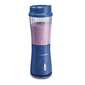 Hamilton Beach Portable Blender for Shakes and Smoothies with 14 Oz BPA Free Travel Cup and Lid, Durable Stainless Steel Blades for Powerful Blending Performance, Blue (51132)