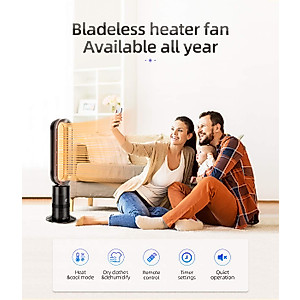 Ocean Loong AB18G Bladeless Tower Fan, 9 Speeds & 32 inchs Leafless Fan with Remote Control,Air Circulator Fan for Home Air Conditioner, Grey/Silver