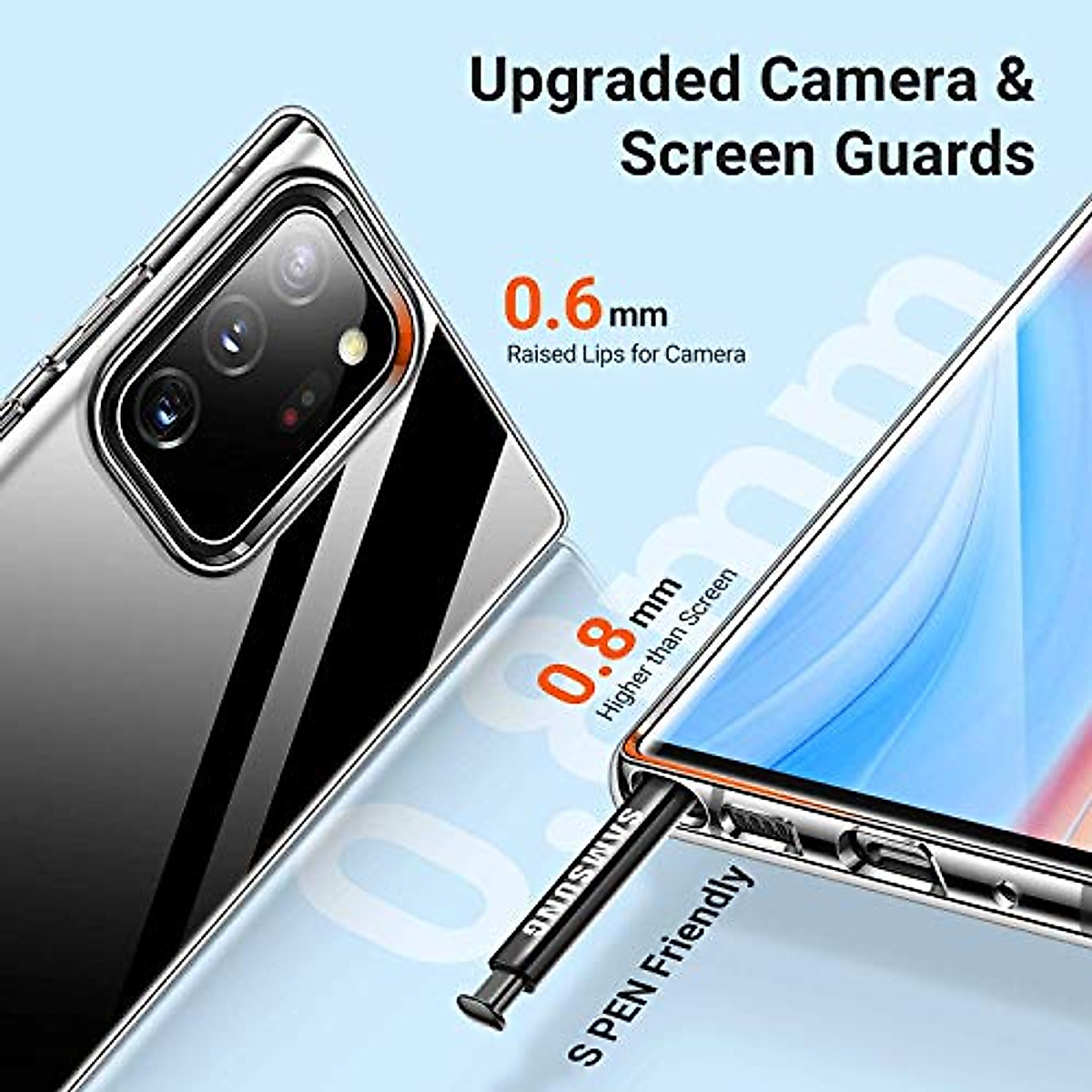 TORRAS Crystal Clear Note 20 Ultra Case, Galaxy Note 20 Ultra Case, Ultra-Thin Slim Fit Flexible Rubber Phone Cover Compatible for Samsung Note 20 Ultra Case, Crystal Clear