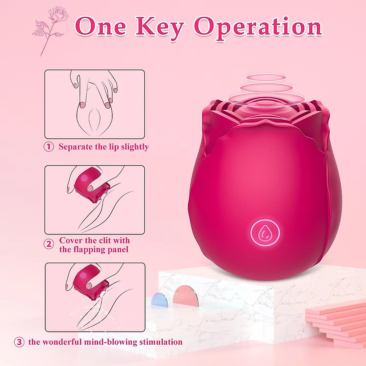 Rose Toys Clitoral Vibrator for Women, Vlatne Sex Stimulator with 7 Mind-Blowing Tapping Modes, Nipple Teasing Clitoris Masturbating Things for Sexual Pleasure, Vibrating Adult Sex Toy Red