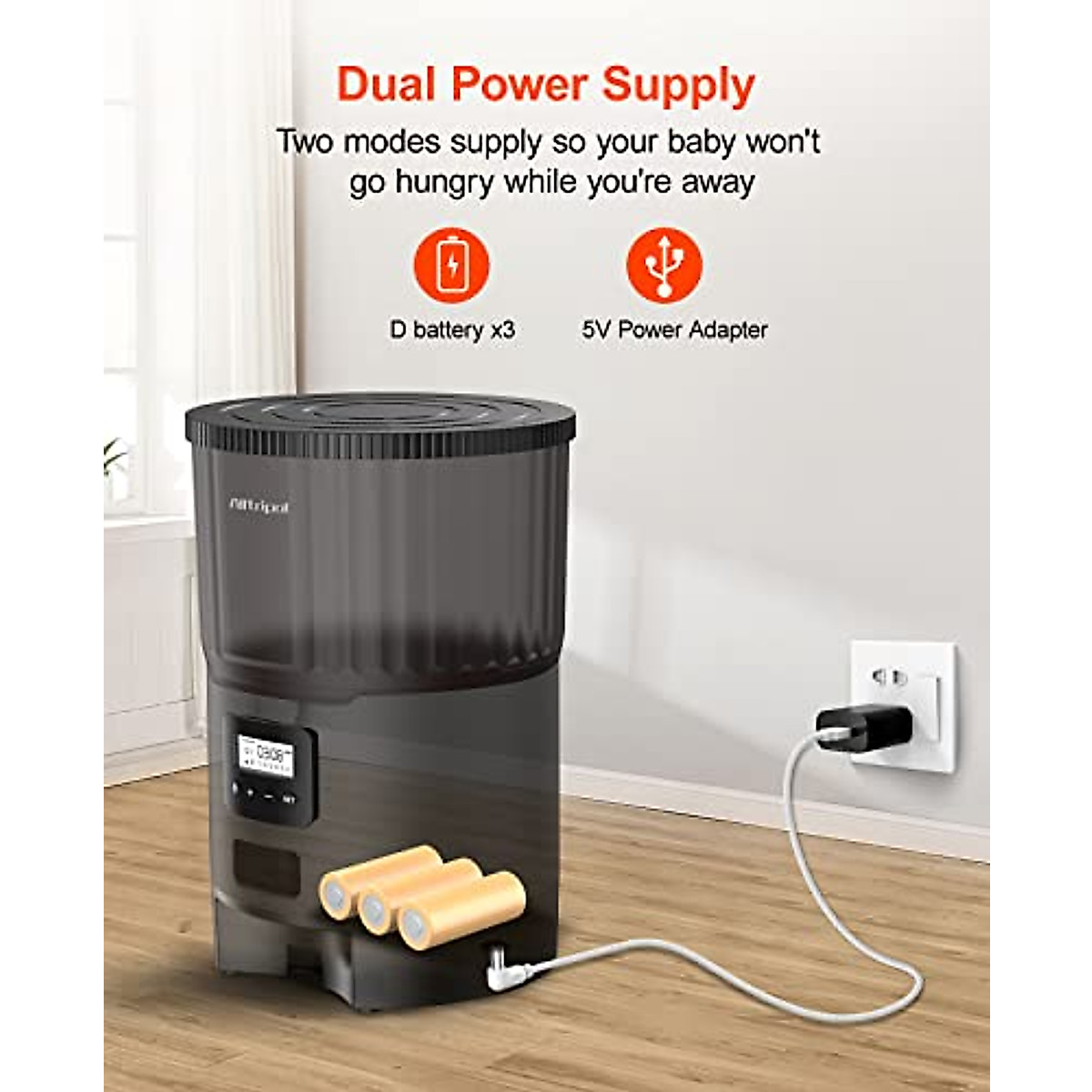 Automatic Cat Feeders with Timer, Cat Feeder Automatic Dog Food Dispenser for Pet Dry Food-Smart Pet Feeder Automatic Large Dog Feeder for Cats and Dogs with Stainless Steel Bowl, 1-6 Meals Per Day