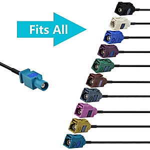 Bingfu Universal Vehicle Car Stereo FM AM Radio Antenna Adapter Cable (2-Pack) Fakra Z Male Female to DIN Plug Connector Cable for Car Stereo Audio HD Radio Head Unit CD Media Player Receiver