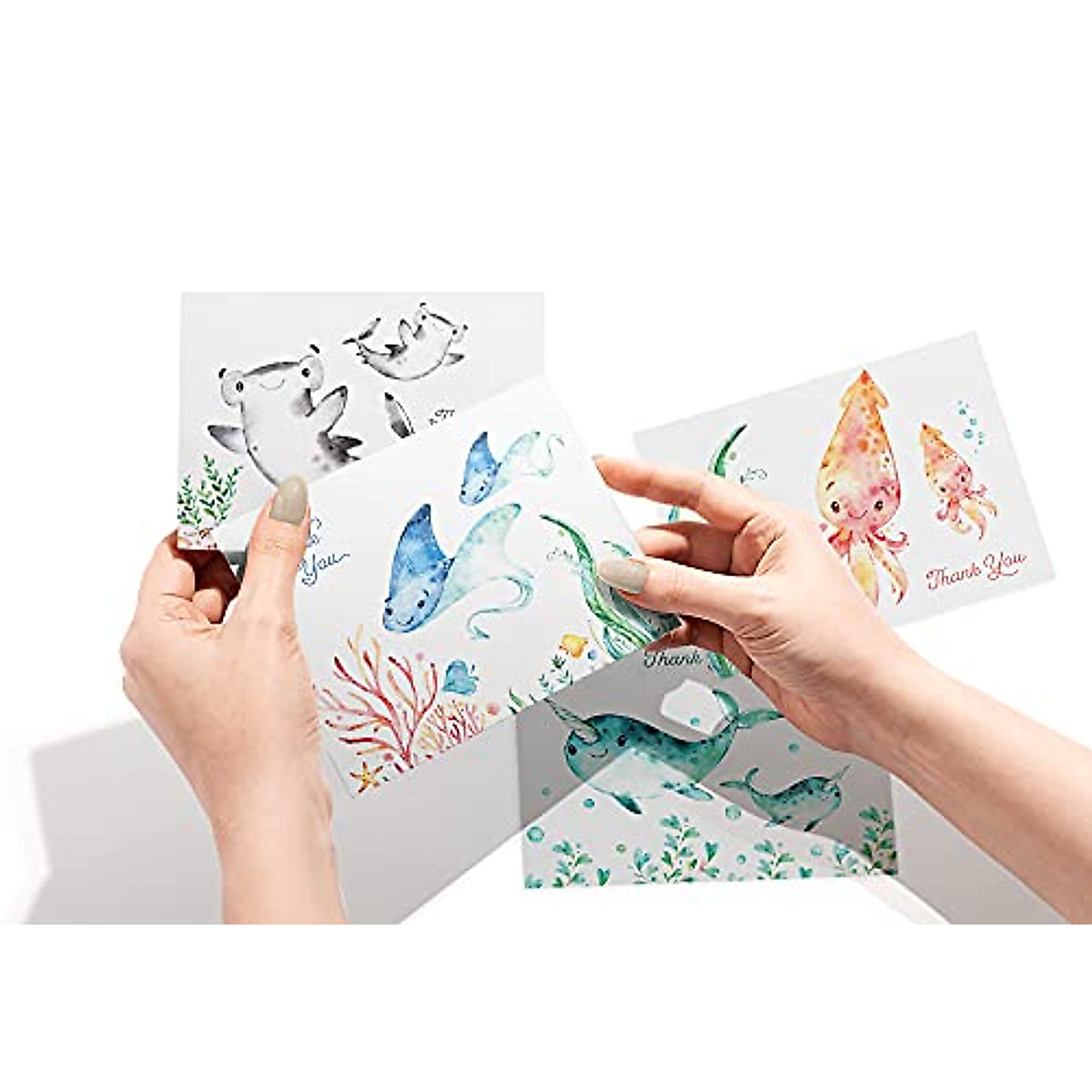 Twigs Baby Shower Thank You Cards - 12 Set - Thick, Blank Greeting Card Assortment With Envelopes - 5.5 x 4.25 In. All Occasion Stationery Paper - Made In USA