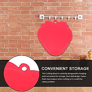 Angoily Deli Cheese 2pcs Plastic Cutting Board Mats Chopping Boards Strawberry Shape Fruit Vegetables Cutting Board Non Slip Cheese Bread Pizza Serving Tray for Home Kitchen Red Veggie Tray
