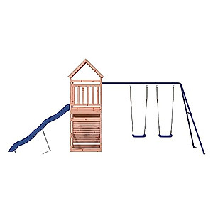 vidaXL Swing Set, Outdoor Backyard Wooden Playset Playground Equipment with Slide, Playground Set for Kids Age 3-8 Years, Solid Wood Douglas