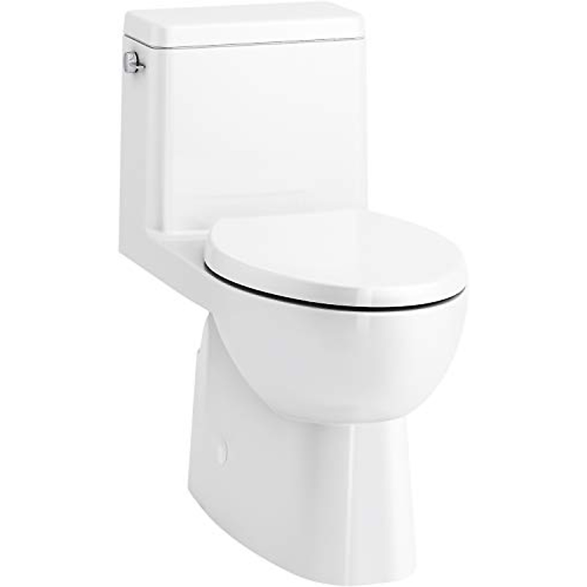 KOHLER 78080-0 Reach Comfort Height Chair Height One-Piece Compact Elongated Toilet with Skirted Trapway, Left-Hand Trip Lever, 1.28 GPF