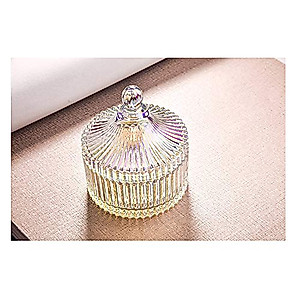 CHOOLD Luxury Colorful Tent Shaped Crystal Candy Jar with Lid,Clear Glass Apothecary Jar Wedding Candy Buffet Jar Food Jar. 24oz