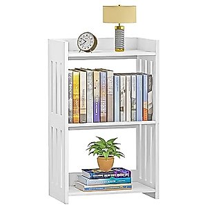 HAYOFAMY 3-Tier Side Table, Bookshelf for Small Spaces, White Nightstand, Narrow Bookcase End Table with Storage Shelf for Living Room, Office, Bedroom, Kids Room