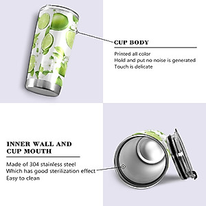 Amooorous Green Lemon Stainless Steel thermal cups with Lid and Straw hot coffee travel mug for gym simply vacuum insulated tumbler with lid botellas para agua termica 20oz