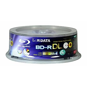 Ritek 50GB BD-R DL Dual-Layer Blu-Ray Writable Disc, 6x, 25pk