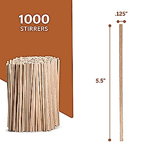 Wooden Coffee Stirrers, 1000 Pack of Disposable Stir Sticks, 5.5-Inch Wood Stir Sticks for Coffee & Cocktails, Wooden Beverage Mixer with Smooth Ends, Swizzle Drink Sticks