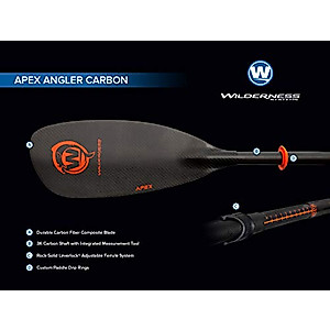 Wilderness Systems Apex Carbon Angler Kayak Fishing Paddle | Carbon Fiber Blade | Adjustable Carbon Fiber Shaft (240-260cm), Black, 8070208