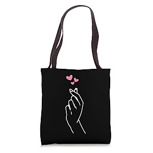 Korean Graphic Finger Heart Hand I Love You Kpop Merch K-pop Tote Bag