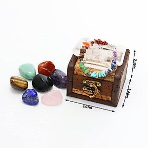 Nvzi Crystals and Healing Stones Set in Wooden Display Box, Gemstones and Crystals Kit, 7 Chakra Stones, Spiritual Gifts for Women, Witchcraft Supplies and Tools, Raw Crystals for Beginners