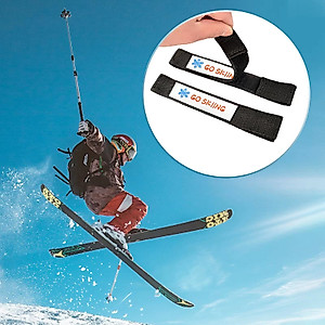 Vecacosic 8 Pcs Ski Brake Retainer Strap - Non-Breakable Universal Black Polypropylene Ski Brake Retainer Bands with Hook and Loop, Snowboard Brake Retainers for Sports Outdoor, Easy to Use (8 PCS)