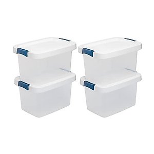 Black+Decker Clear Tote, Plastic Stackable Storage Bin, Organizing Solution, Storage Container Bin with Secure Lid (19 Qt., 4-Pack)