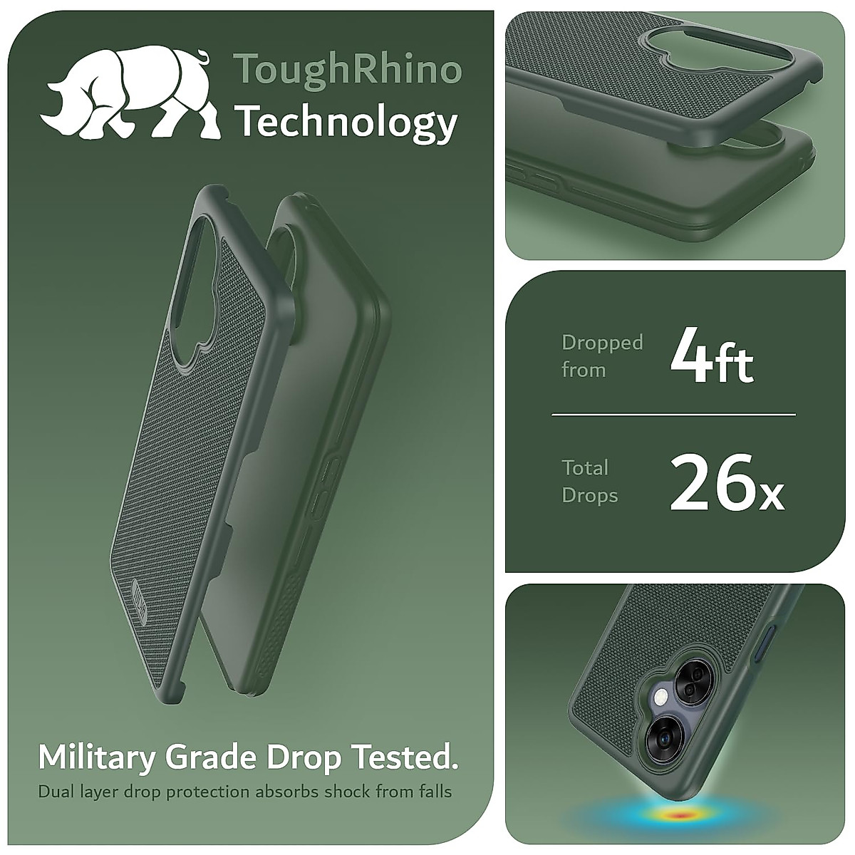 TUDIA DualShield Merge Grip Phone Case for OnePlus Nord N30 5G 2023 - Dual Layer, Shockproof, Military Grade, Slim, Non-Slip Heavy Duty Protective Phone Case - Protector Phone Cover - Pine Green