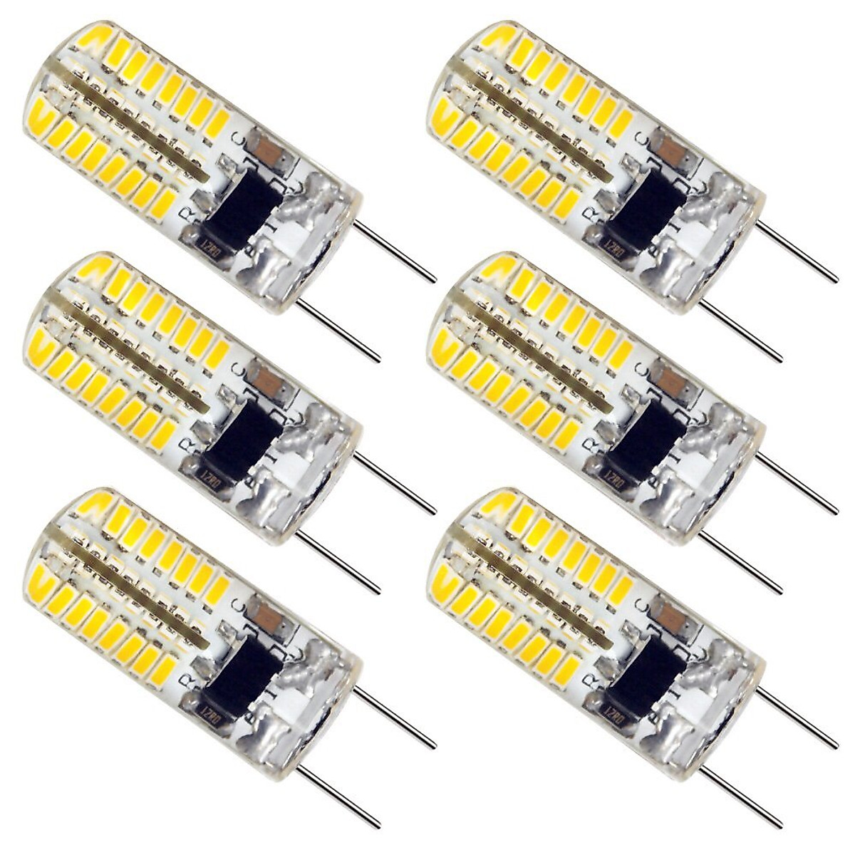 ZEEFO G8 LED Bulbs, Dimmable 110V-130V 3W Warm White 3000K, 64 X 3014 SMD Energy Saving Light Bulbs (20W-25W Halogen G8 Led Bulb Equivalent) for Light Fitting, Under Counter Kitchen Lighting (6 Pack)