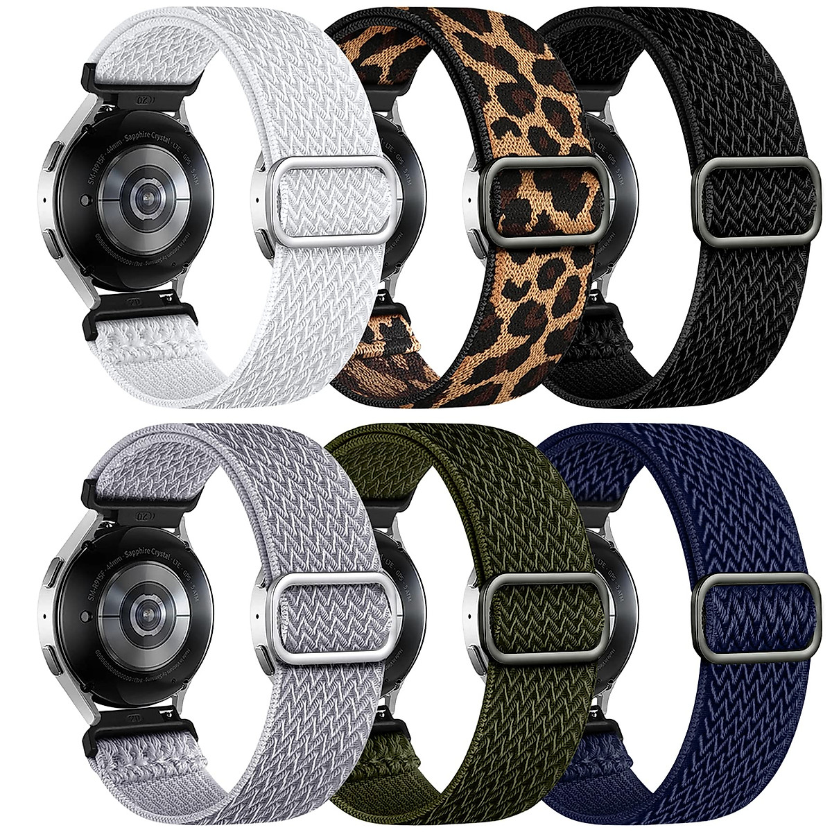 [21 pack] Elastic Band + Silicone Sport Band, Galaxy Watch 6 5 4 Band 40mm 44mm for Women Men, 6 Pack Soft Elastic Band & 15 Pack Soft Durable Silicone Replacement Strap for Samsung Watch 6 5 4 Bands