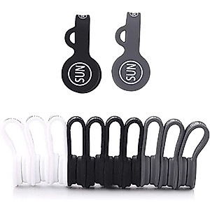 SUNFICON 10 Pack Earbuds Cords Organizers Magnetic Cable Clips Organizers Bookmark Clips Whiteboard Noticeboard Fridge Magnets USB Cable Manager Keeper for Home Kitchen Office School,Gray White Black
