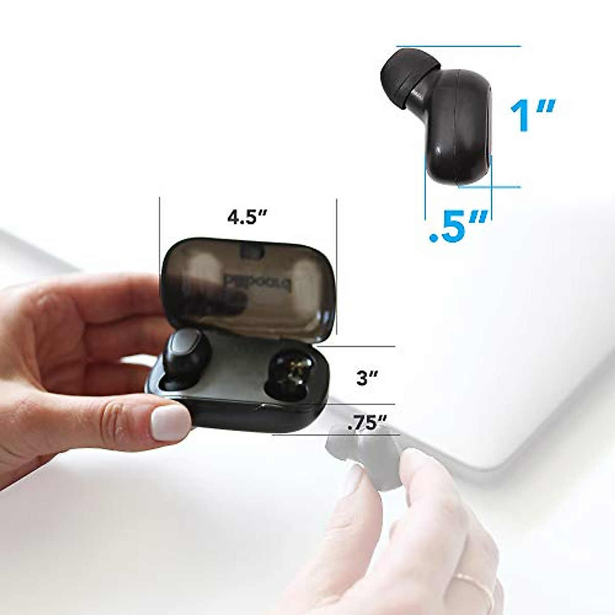 Billboard Bluetooth 5.0 True Wireless Stereo Earbuds with Charging Case, Black