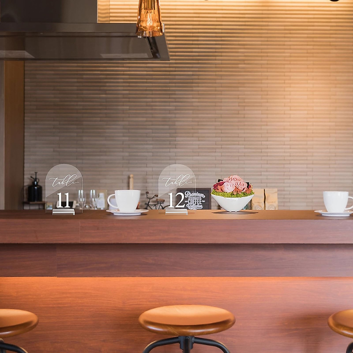 Arch Wedding Table Number 1-25 Clear Acrylic Tabletop Signs 5x7 Inch with Holder for Wedding Parties Anniversaries Reception Cafe Hotel Party Bar Business Event (1-25)