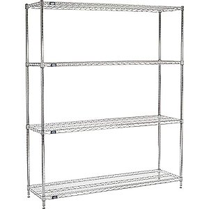 Wire Shelving Starter Unit, 4 Tier, Chrome